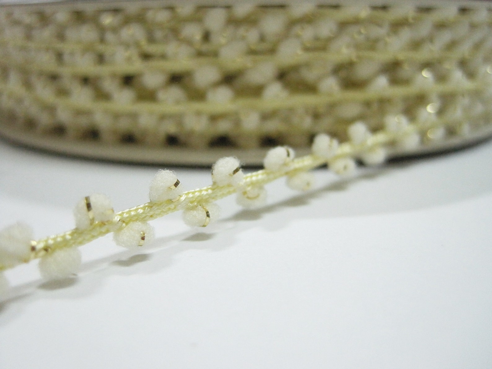 5 Yards Light Yellow 2-side Tiny Pom Pom Trim, Mini Pom Pom Trim, Picot ...