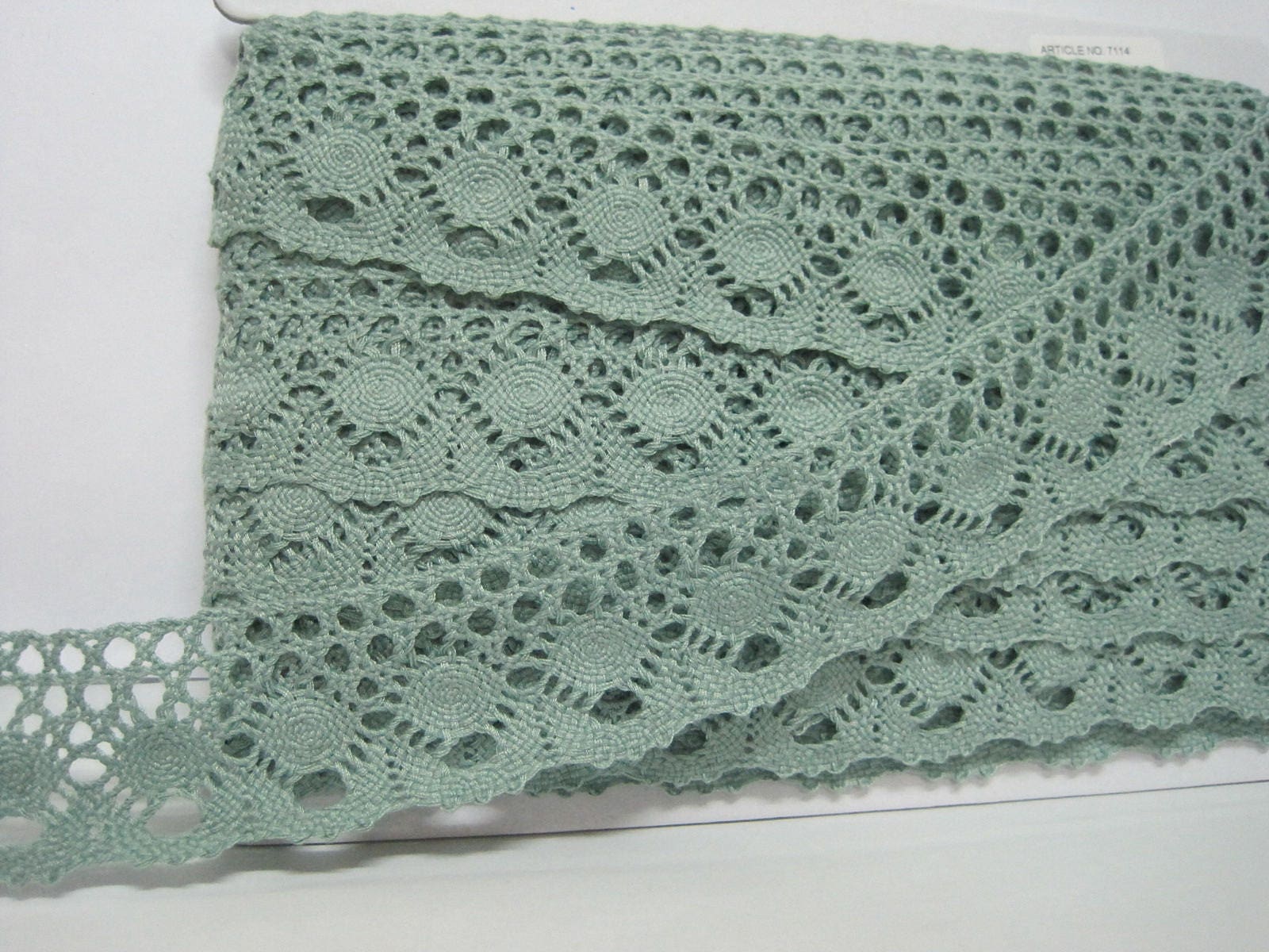 5 yards Sea Green Wide Cotton Lace Trim Crochet lace trim | Etsy