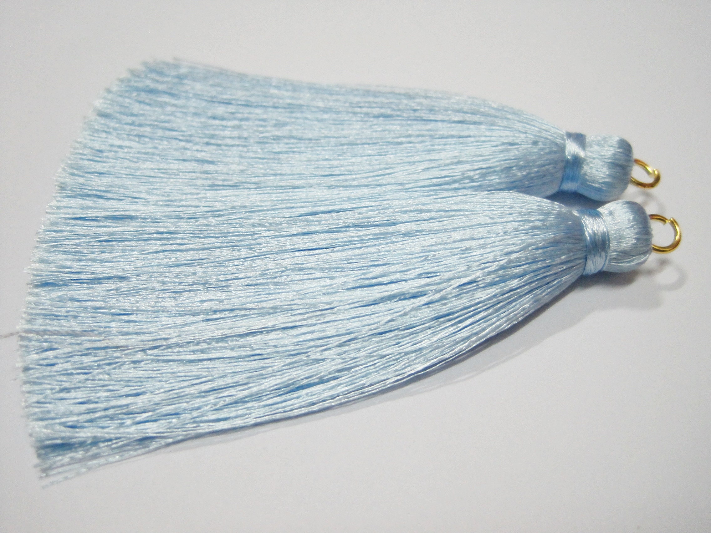 10 Pcs Light Blue SP11 Long Tassel W/ Jump Ring, Wholesale Tassels ...