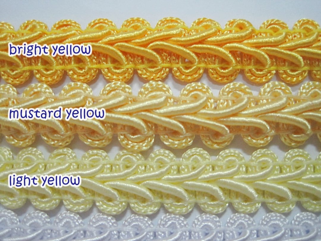 5 Yards 1/2" Yellow Gimp Braided Trim, Gimp Braid, Braided Cord ...