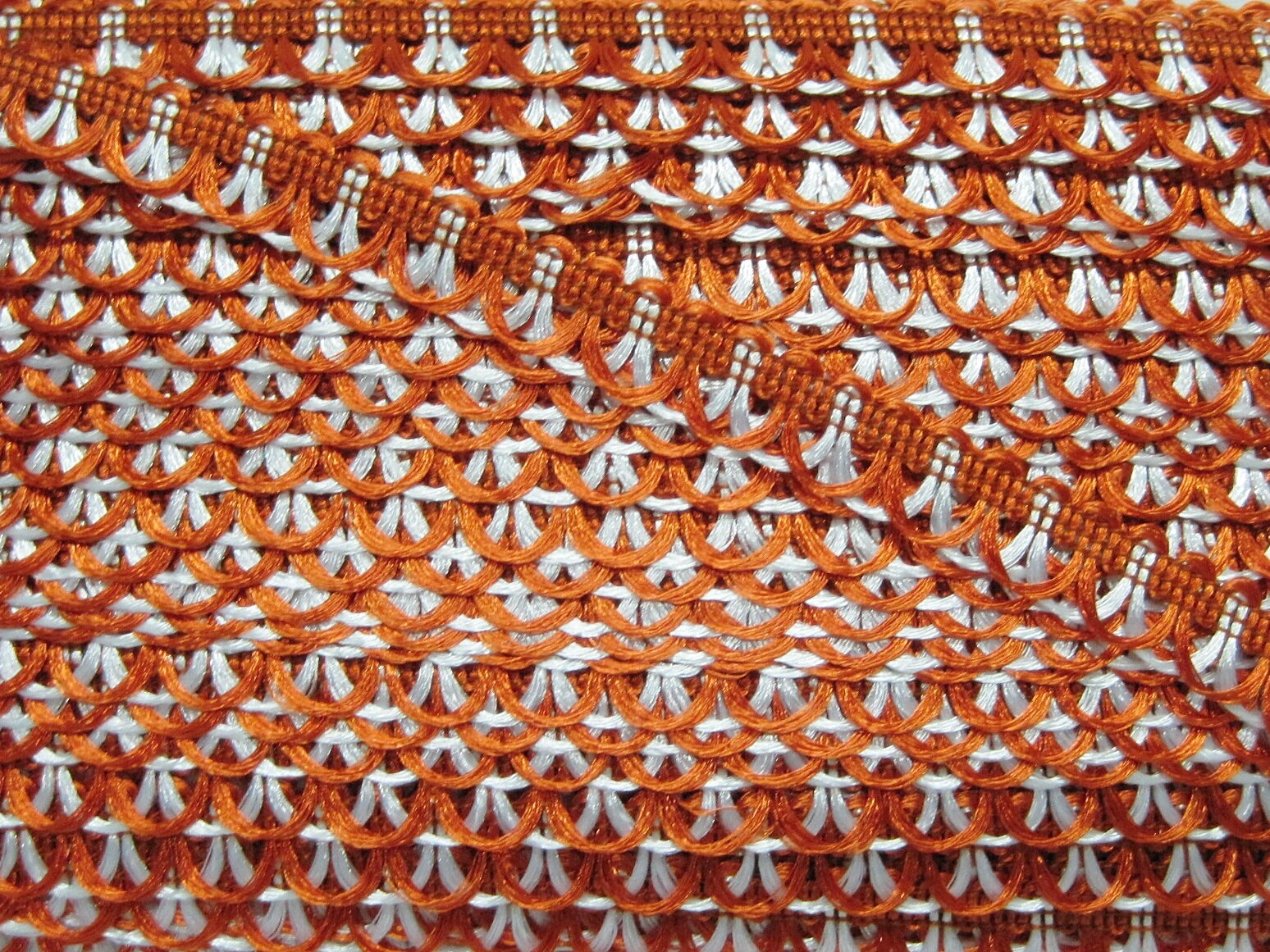 5 yards Tangerine-White Scallop Loop loop trim braided trim | Etsy