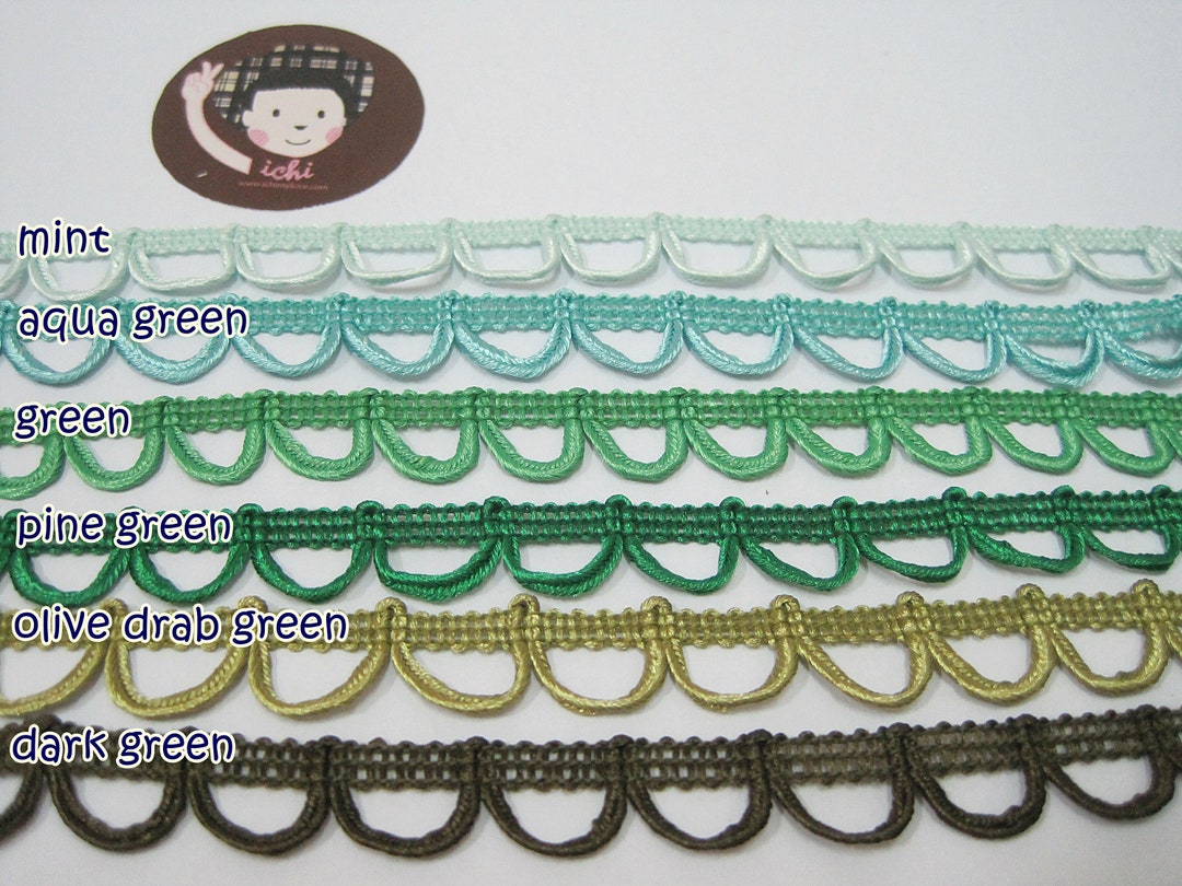 5 Yards Green Loop Trim, Loop Trim, Braided Trim, Button Looping Trim ...