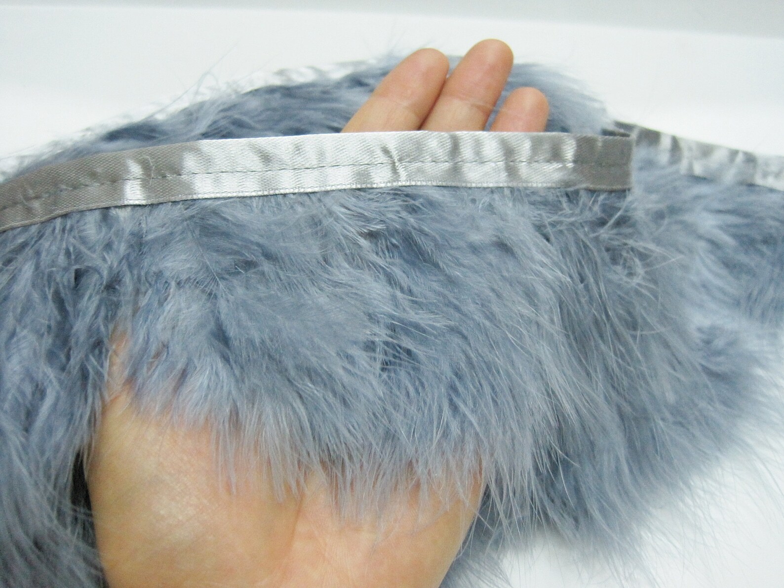 1 Yard Fur Trim, Gray Bird Fringe, Bird Feather Trim, Turkey Feather ...