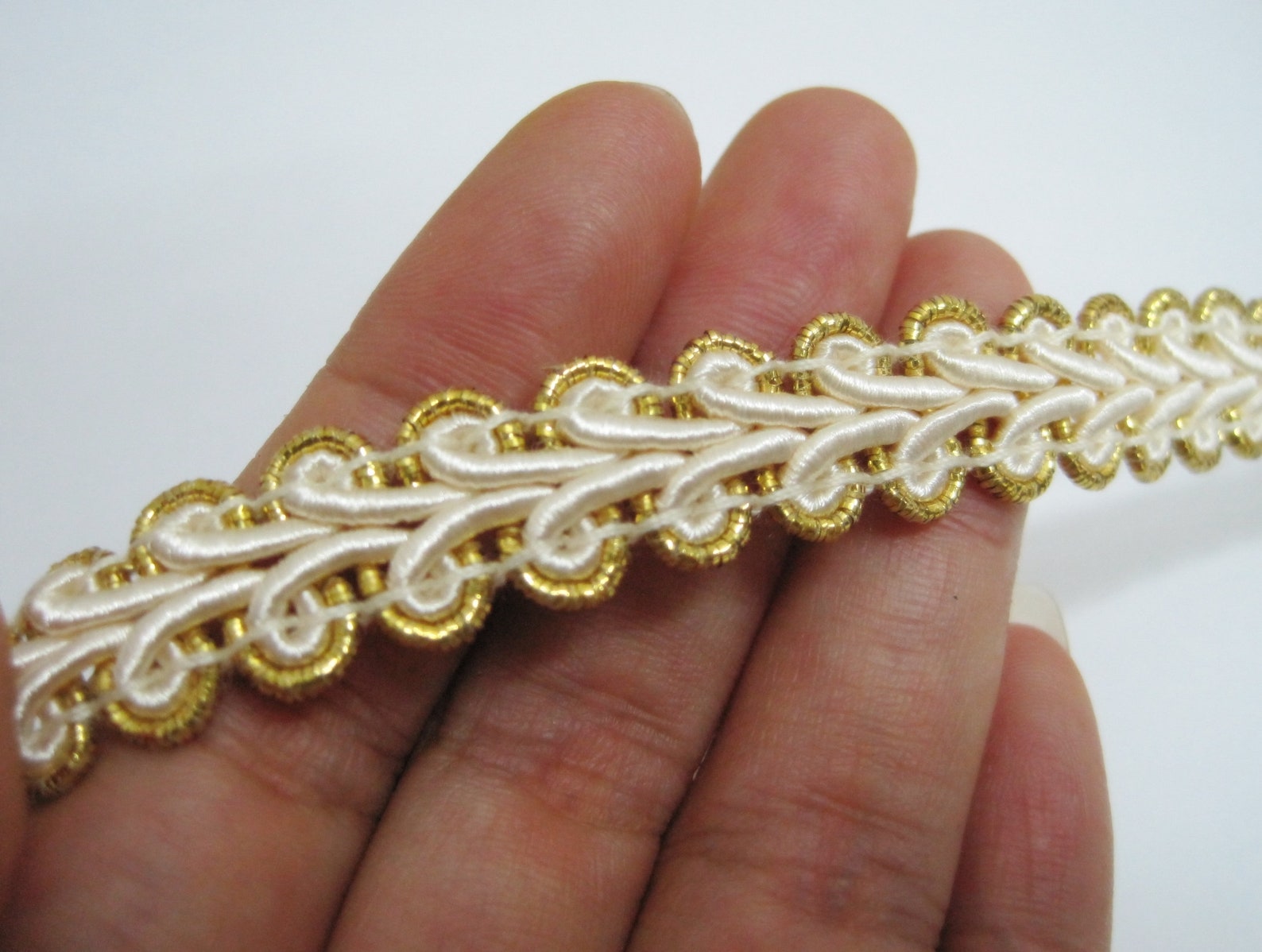 5 Yards 1/2 Cream Gimp Braided Gold Metallic Edge Trim - Etsy