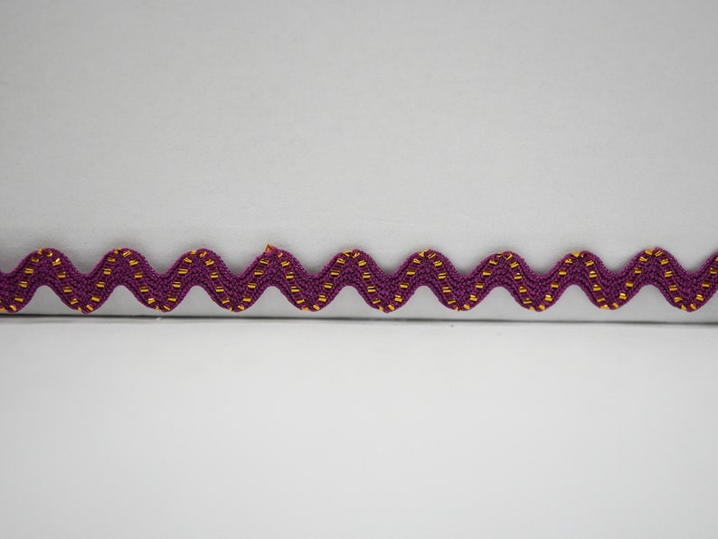 5 Yards Purple Tiny Rick Rack With Gold Metallic, Tiny Rick Rack, Mini ...