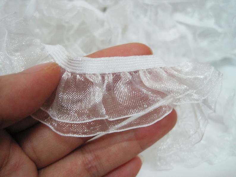 5 Yards White Organza Ruffle Elastic Trim 2-layers Chiffon | Etsy