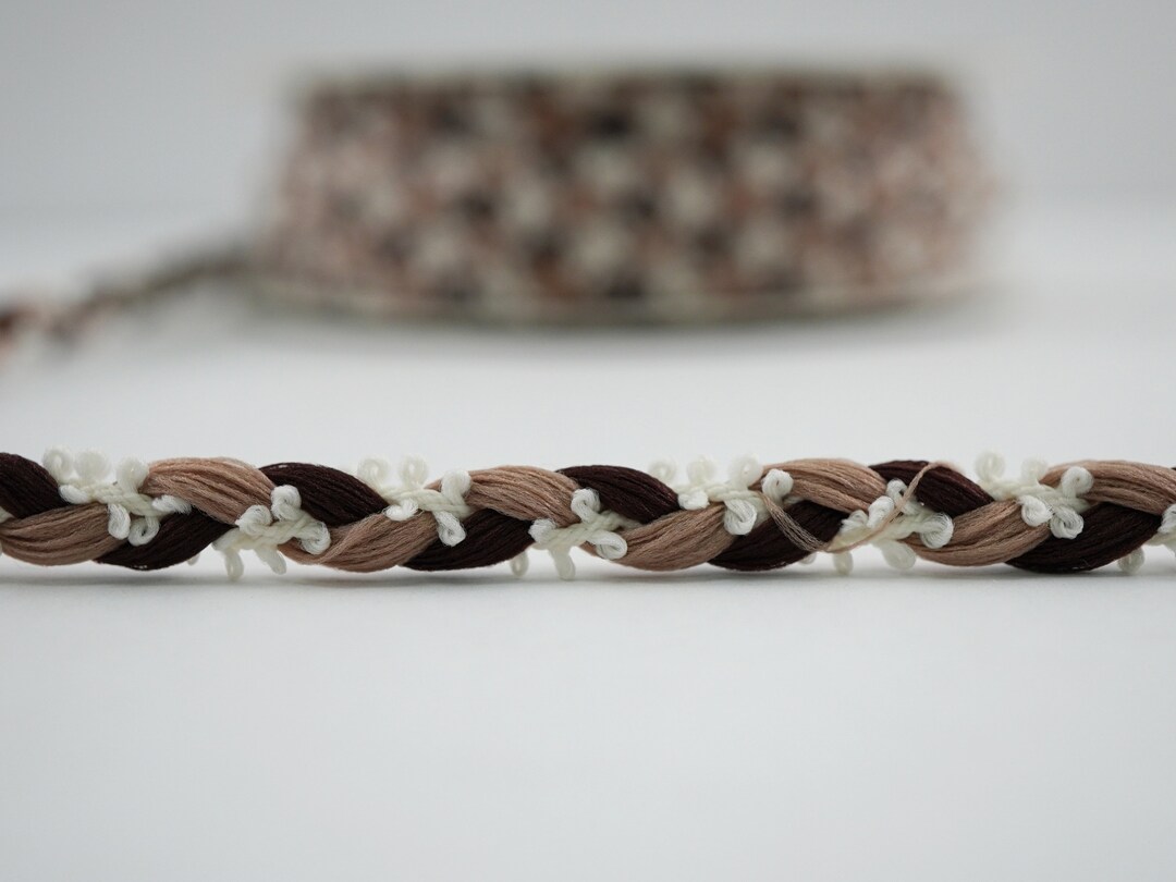 5 Yards Dark Brown-light Brown Braid With Ivory Picot, Braided Bracelet ...