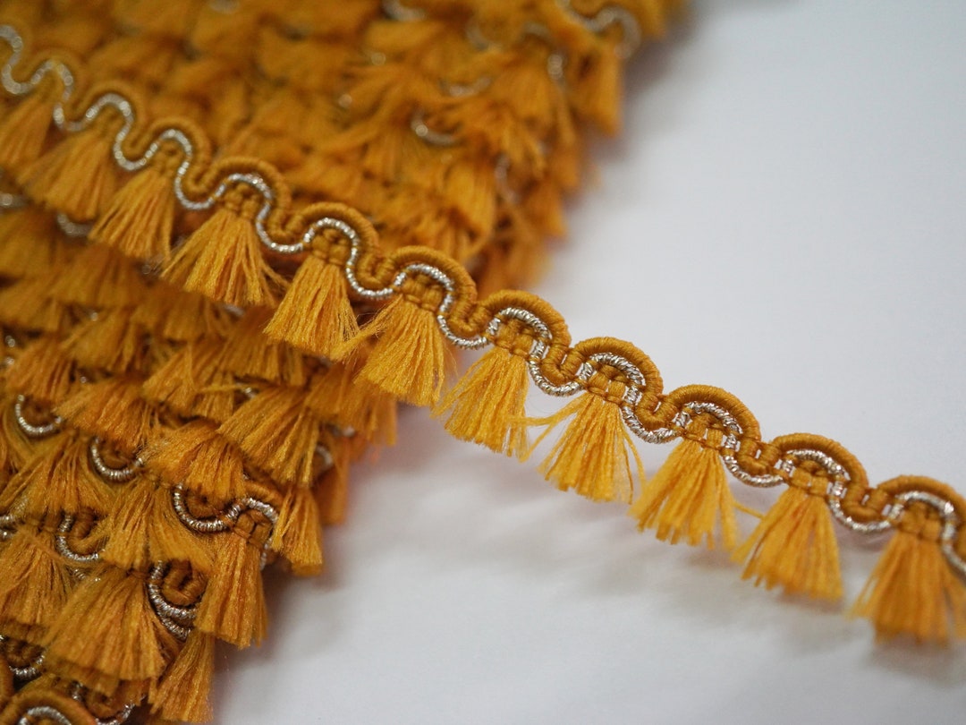 5 Yards Classic Gold Mini Tassel Trim With Light Gold Metallic, Tassel ...