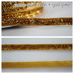 5 Yards 3/16" Gold Metallic Glitter Ribbon, Glitter Yarn, Sparkle ...