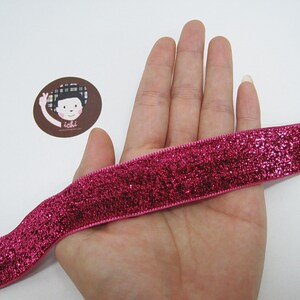 5 Yards 1" Wide Hot Pink Glitter Ribbon, Velvet Ribbon, Glitter Yarn ...