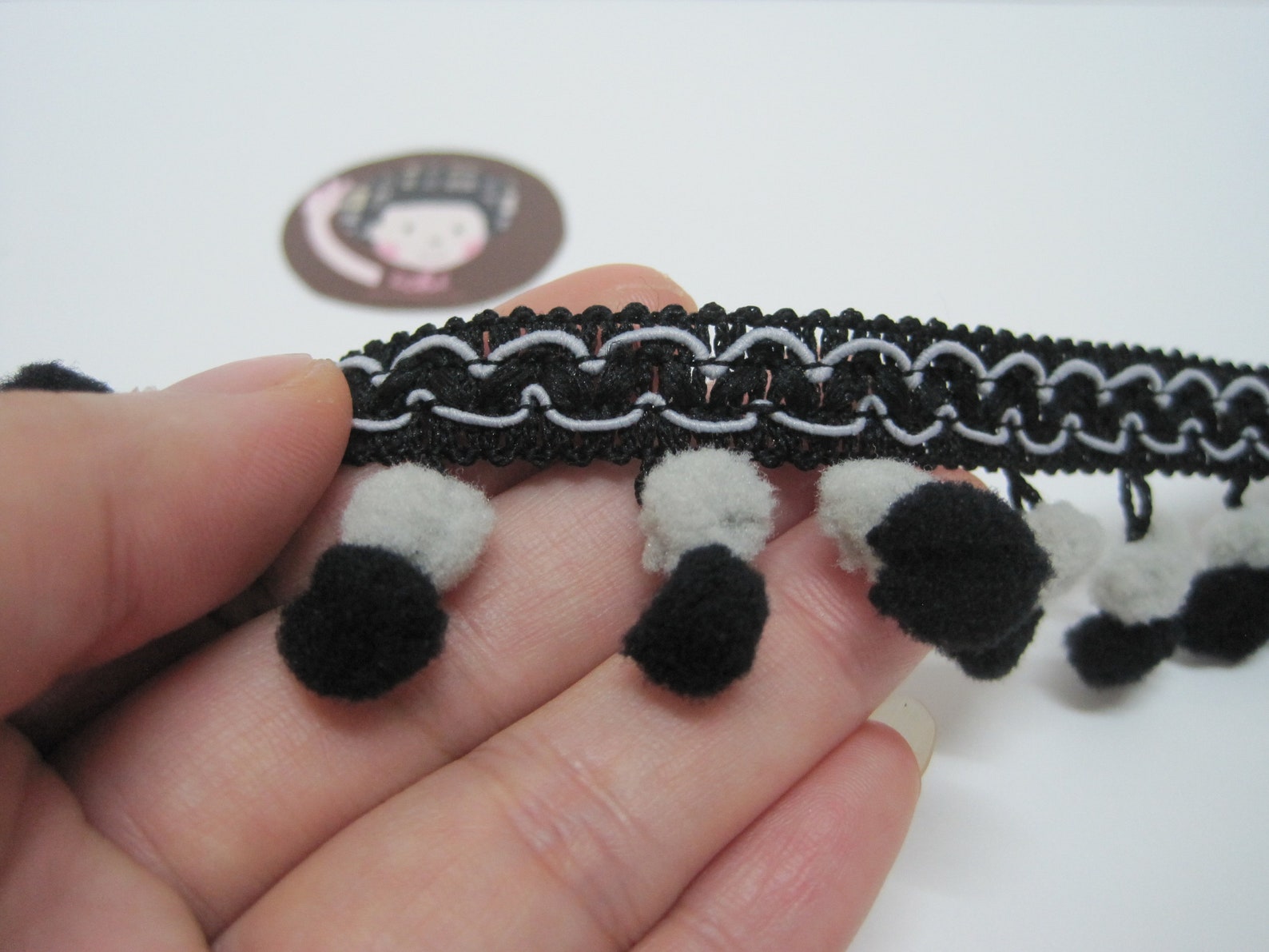 5 Yards Black-silver Mini Pom Pom Trim Pom Pom Fringe Black | Etsy