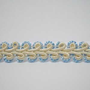 5 Yards 3/8" Vanilla-light Blue Gimp Braided Trim, Gimp Braid, Braided ...