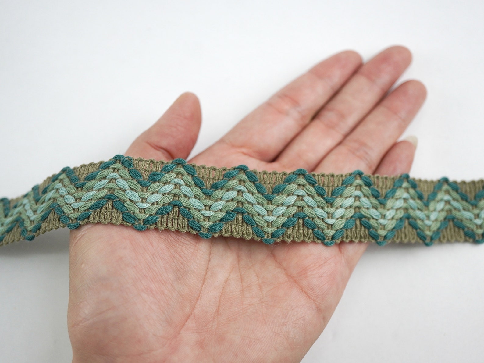 5 Yards Green Boho Ribbon, Colorful Ribbon, Bohemian Ribbon, Boho Trim ...