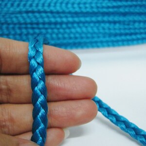 5 Yards 1/4" Braided Cord, Aqua Blue Cord, Flat Braided Cord, Flat Cord ...