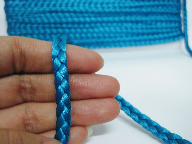 5 Yards 1/4 Braided Cord Aqua Blue Cord Flat Braided | Etsy