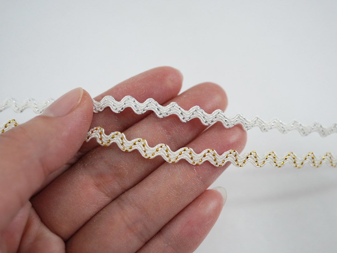 5 Yards off White Tiny Rick Rack With Silver/gold Metallic, Tiny Rick ...