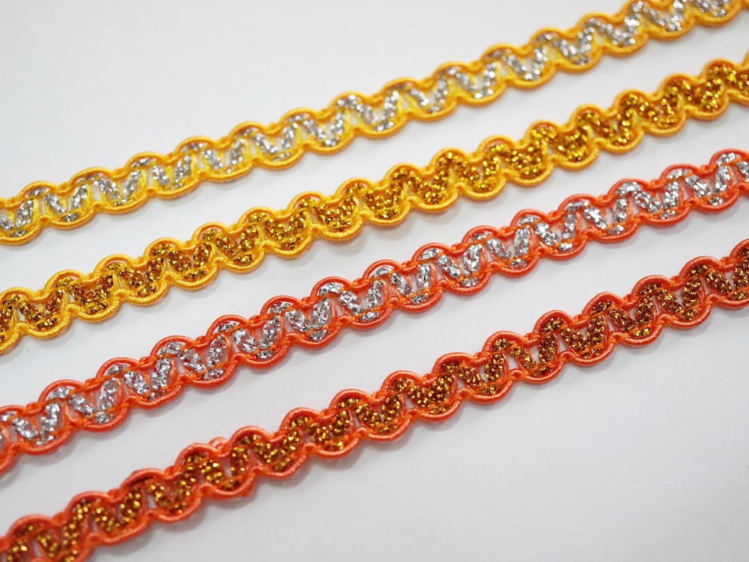 5 Yards Orange Rick Rack With Silver/gold Metallic, Orange Trim, Orange ...