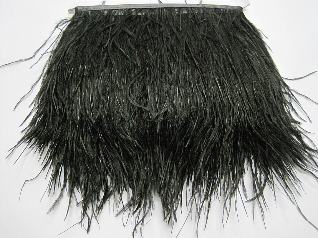 1 Yard Ostrich Trim, Black Fringe, Ostrich Feather, Ostrich Feather ...