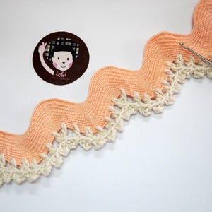 Peach Pink Crocheted Rick Rack Trim, Handmade Crochet Lace, Jumbo Rick ...