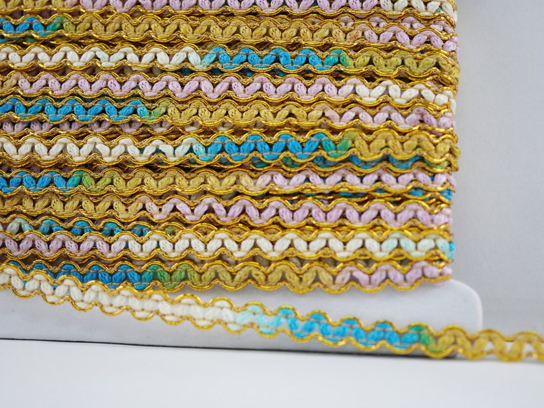 5 Yards Multicolored Rick Rack With Gold Metallic Yellow Rick - Etsy