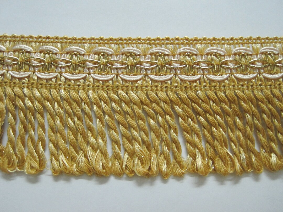 5 Yards Gold Bullion Fringe, Bullion Trim, Twisted Rope, Drapery Trim ...