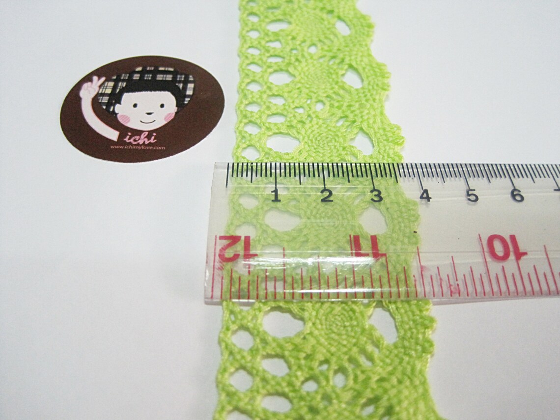 5 Yards Lime Green Wide Cotton Lace Trim Crochet Lace Trim - Etsy