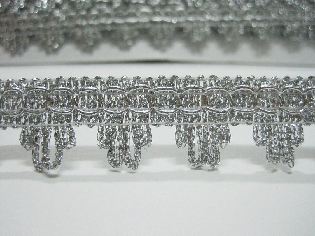 5 Yards 7/8" Silver Metallic Lace, Silver Lace, Silver Braid, Silver ...