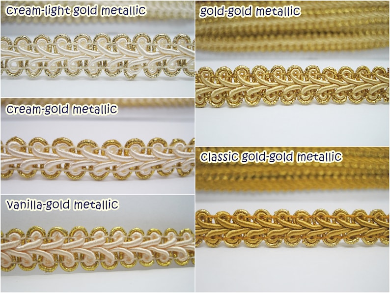 5 Yards 1/2" Gold Gimp Braided Gold Metallic Edge Trim, Gimp Braid ...