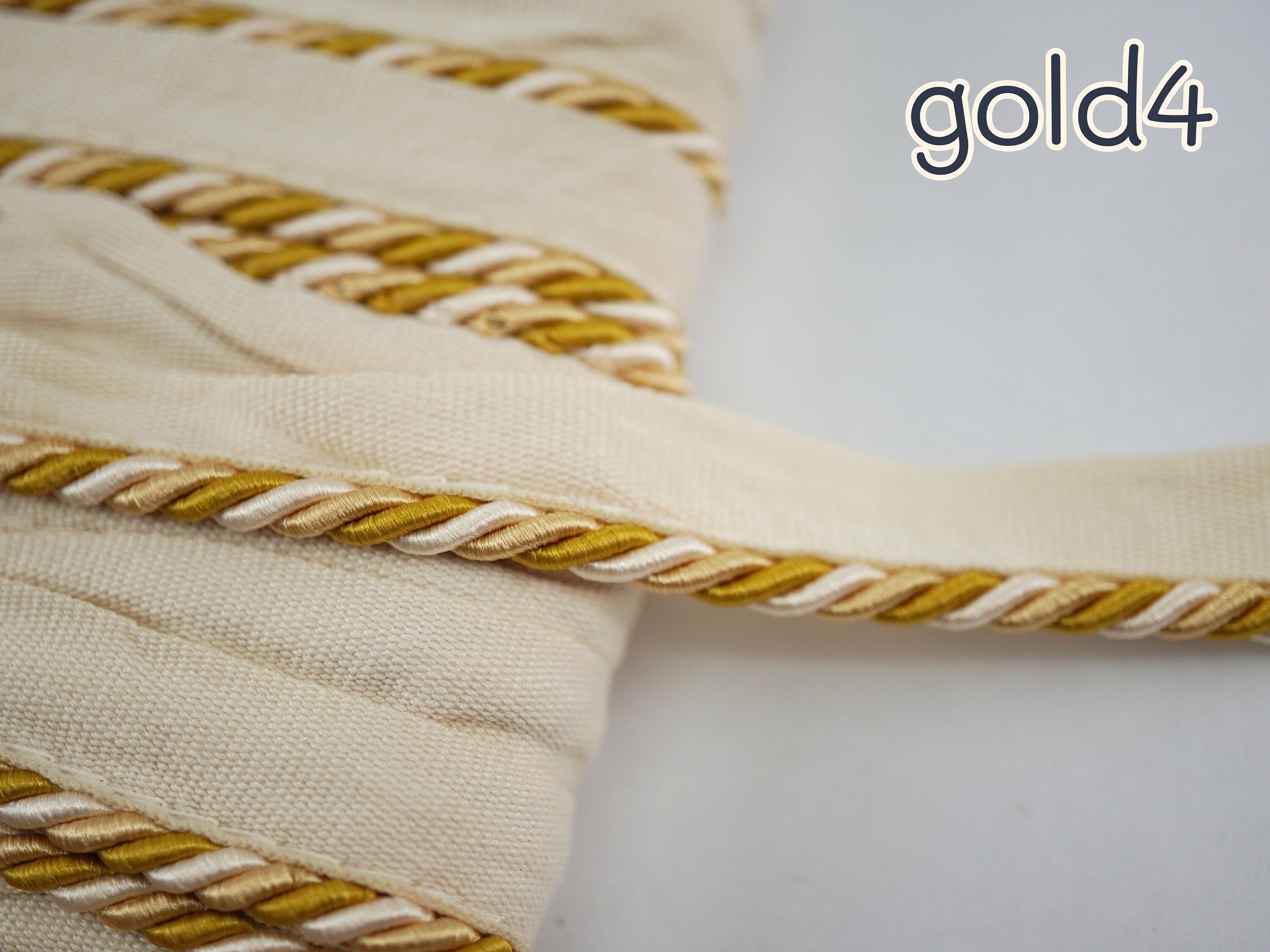 5 Yards Gold Lip Cord Piping, Gold Lip Cord, Edge Piping, Decorative ...