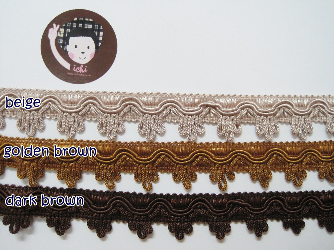5 Yards Brown Scalloped Loop Fringe, Vintage Lace, Loop Trim, Looped ...