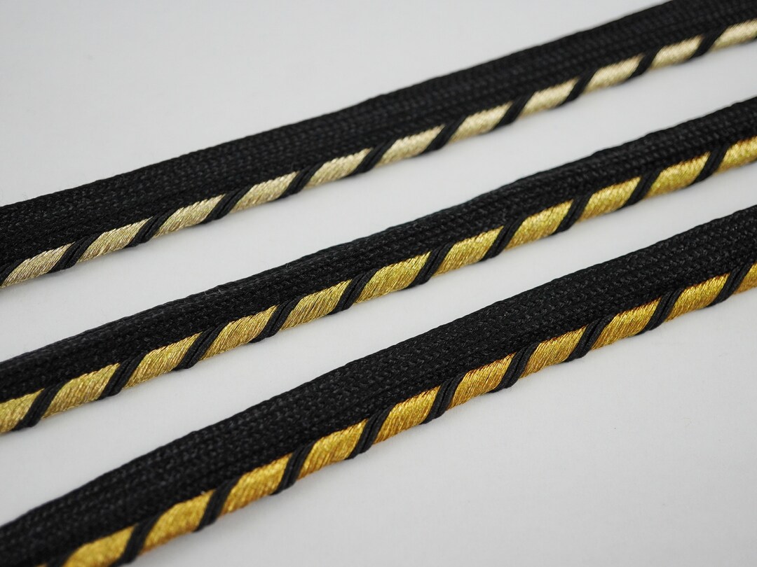 5 Yards Black Gold Metallic Lip Cord Piping, Edge Piping, Decorative ...