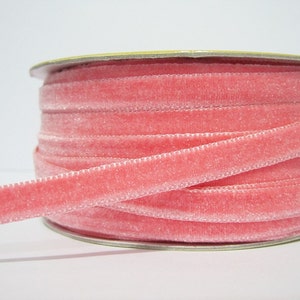 5 Yards 3/8" Coral Pink Velvet Ribbon, Pink Velvet Ribbon, Ribbon ...