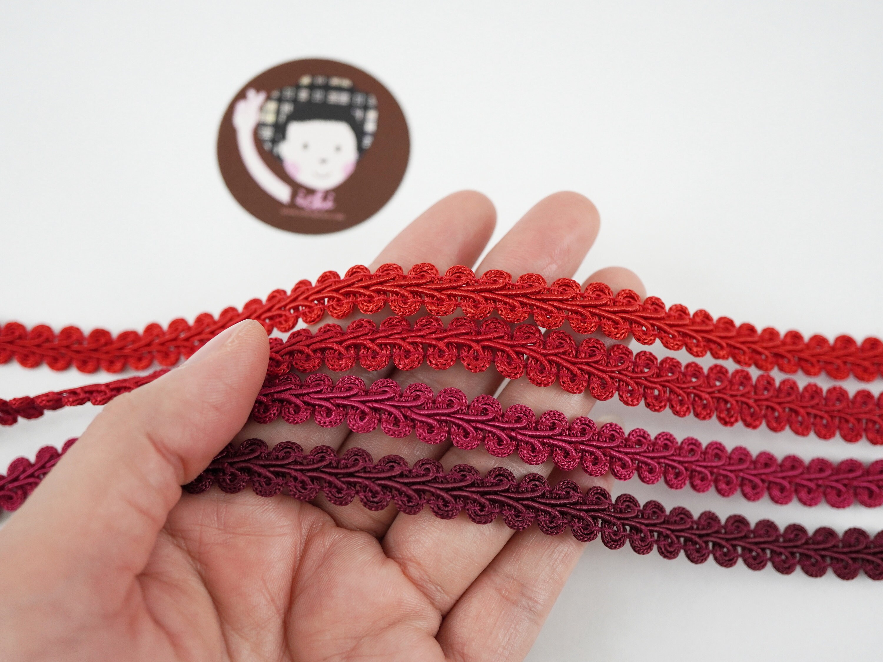 5 Yards 3/8" Red Gimp Braided Trim, Gimp Braid, Braided Cord, Braided ...