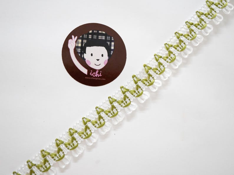 5 Yards 5/8” White & Olive Drab Green Loop Trim - Etsy