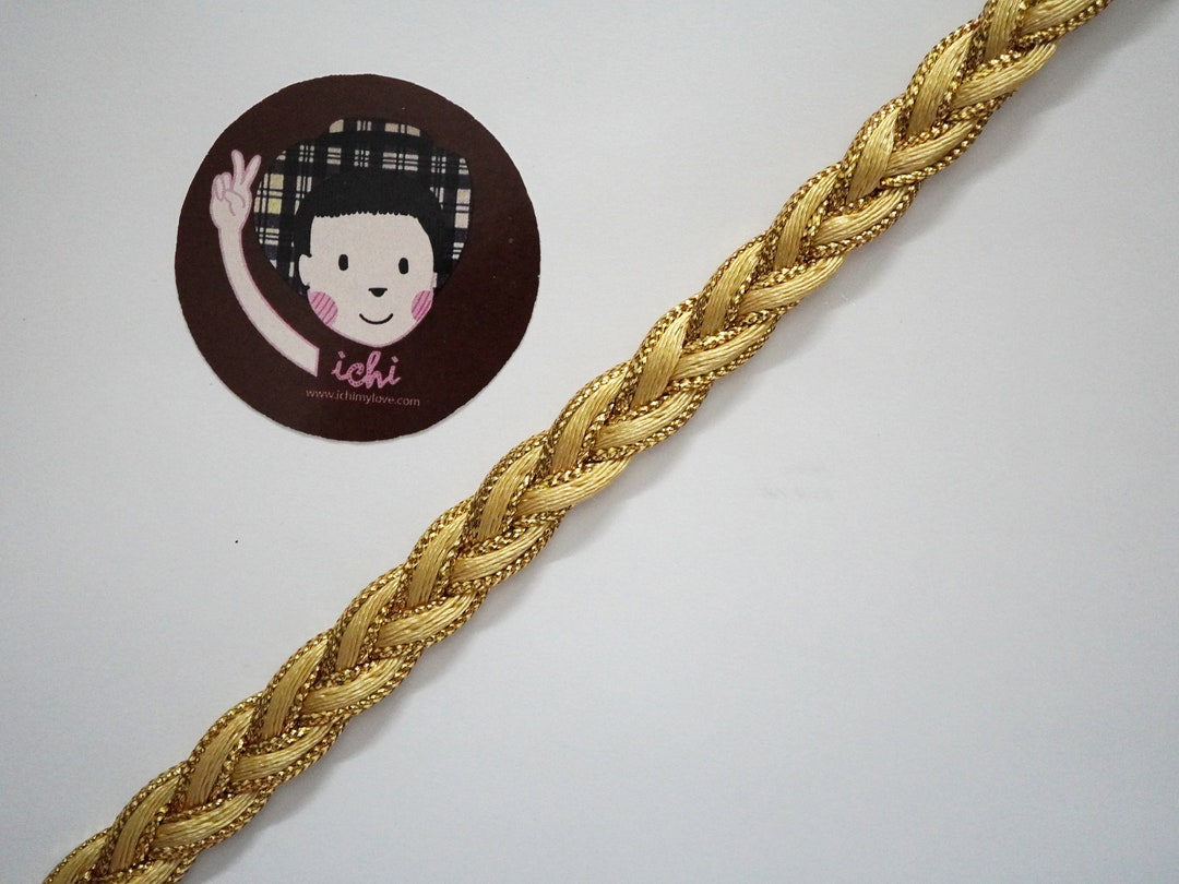 5 Yards 3/8" Gold Thick Braided With Gold Metallic, Gold Cord, Gold ...