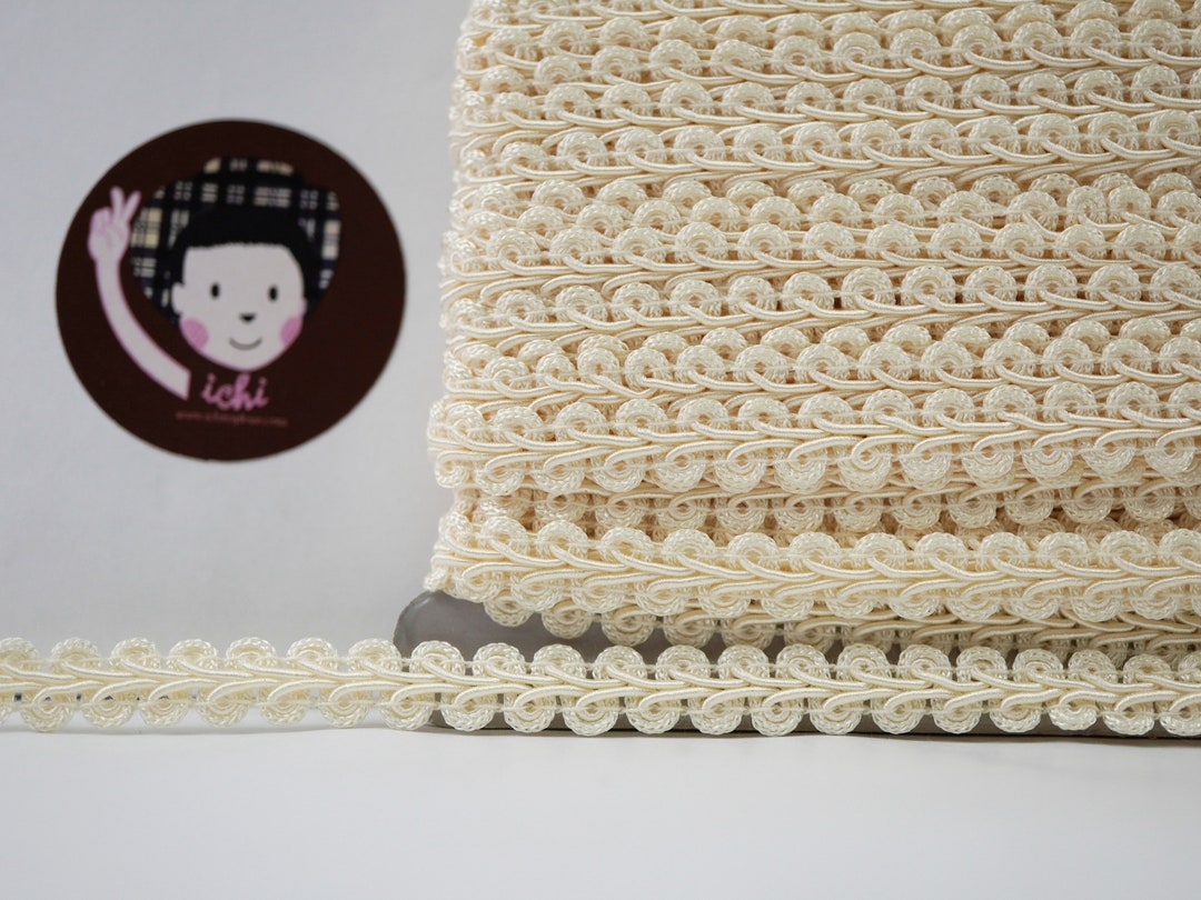 5 Yards 3/8" Cream Gimp Braided Trim, Gimp Braid, Braided Cord, Braided ...