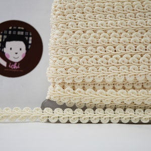 5 Yards 3/8" Cream Gimp Braided Trim, Gimp Braid, Braided Cord, Braided ...