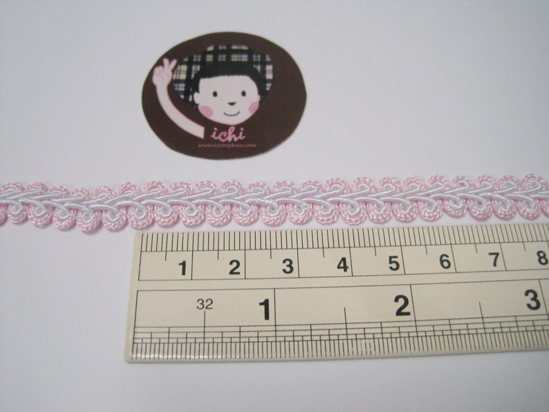 5 Yards 3/8" White-soft Pink Gimp Braided Trim, Gimp Braid, Braided ...