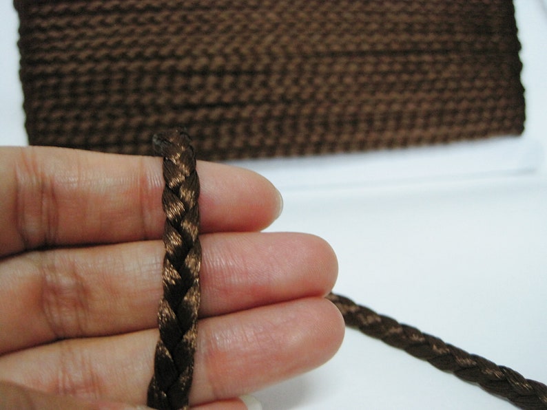 5 Yards 1/4 Braided Cord Dark Brown Cord Flat Braided - Etsy