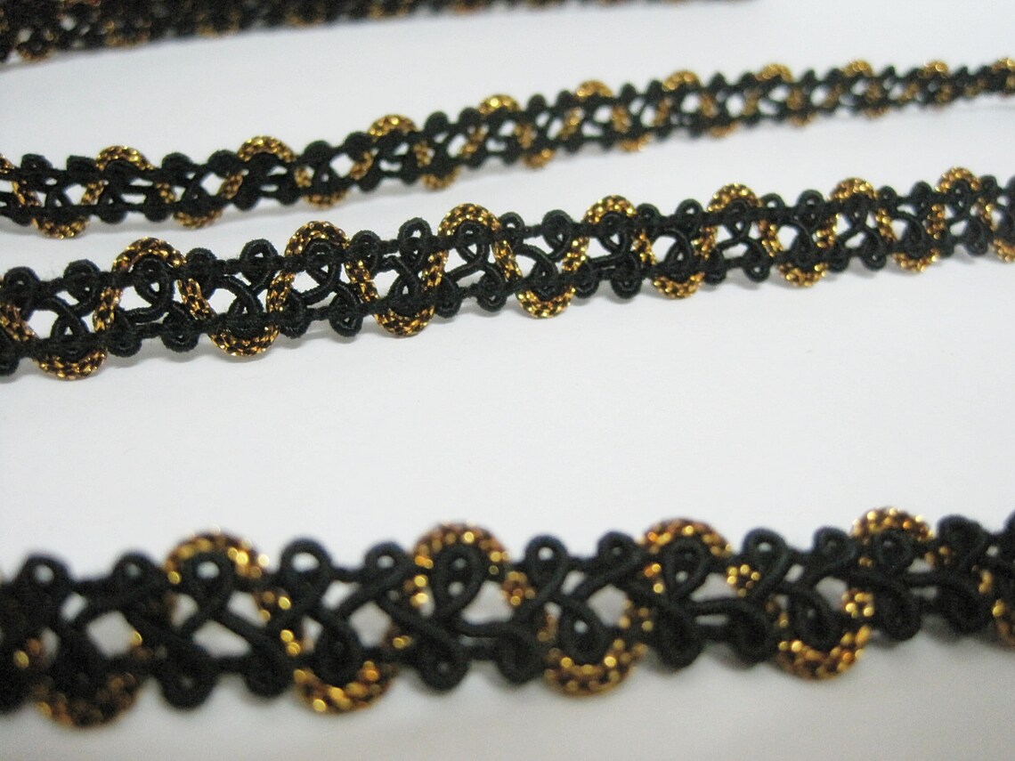 5 Yards Black Gold Metallic Rick Rack Trim Ric Rac Trim - Etsy