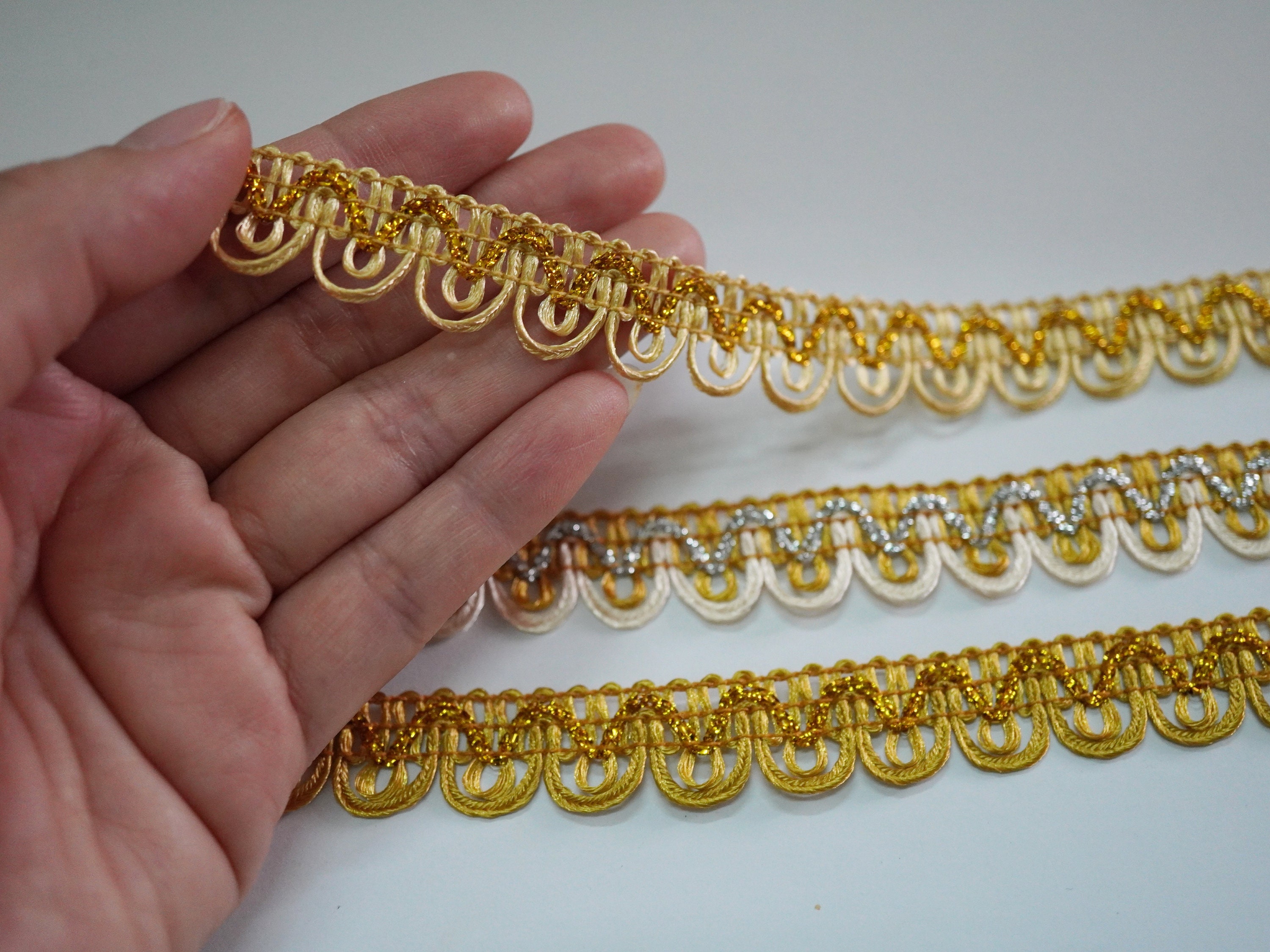 5 Yards 5/8" Gold Loop Trim With Silver/gold Metallic - Etsy