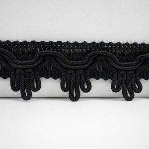 5 Yards Black Scalloped Loop Fringe, Vintage Lace, Loop Trim, Looped ...