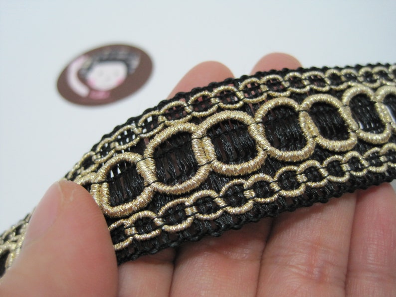 5 Yards 1" Black Gold Metallic Braided Trim - Etsy