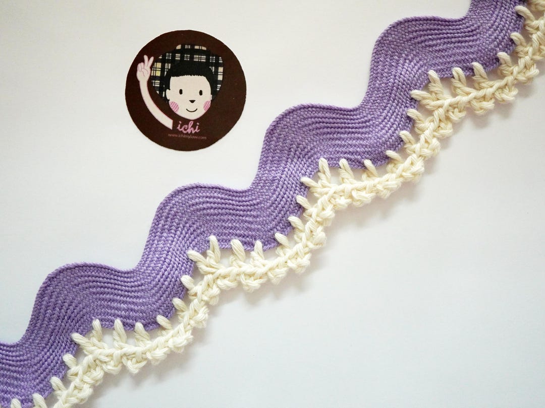 Plum Crocheted Rick Rack Trim, Handmade Crochet Lace, Jumbo Rick Rack ...