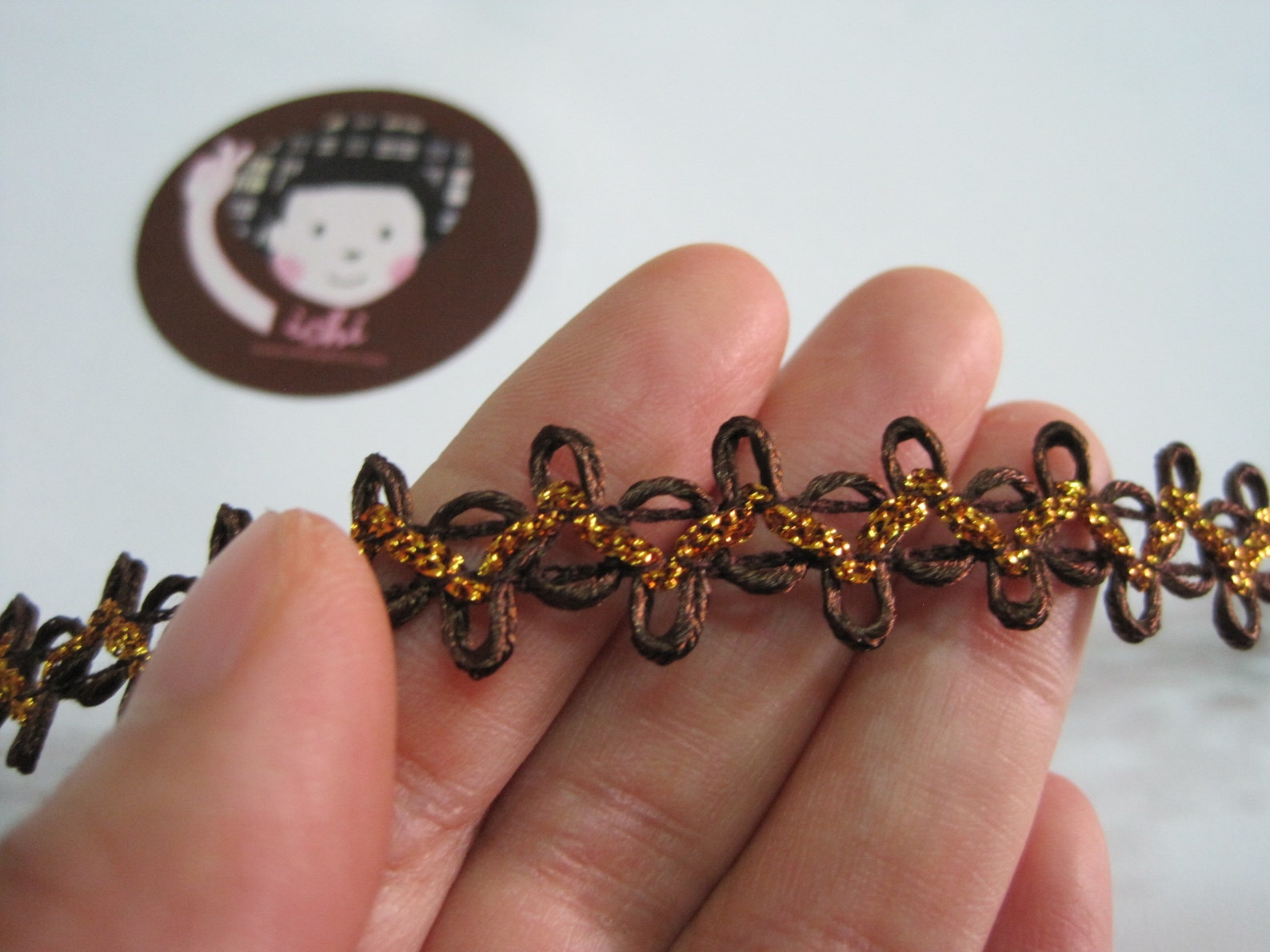 5 Yards Dark Brown Picot With Metallic Braided Picot Edge | Etsy