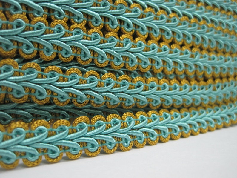 5 Yards 1/2 Aqua Green Gimp Braided Gold Edge Gimp - Etsy