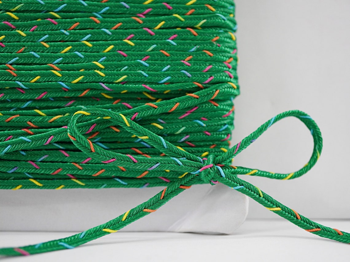 5 Yards Green Sprinkles Soutache Cord, Soutache Braid, Shiny Cord, Flat ...