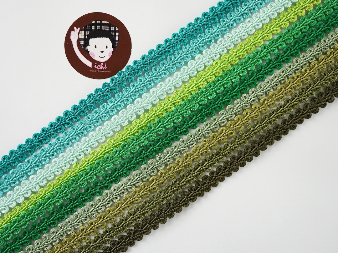 5 Yards 3/8" Green Gimp Braid, Braided Gimp Trim, Scroll Braid Trim ...