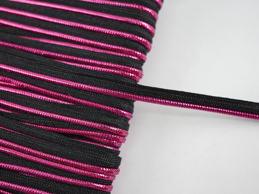 5 Yards 1/4" Black Hot Pink Metallic Lip Cord Piping, Edge Piping ...
