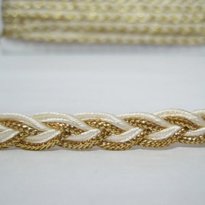 5 Yards Cream Gold Metallic Braid, Braided Cord, Gold Metallic Braid ...